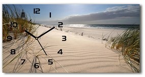 Wallmuralia Skleněné hodiny na stěnu tiché Mřežino pláž 60x30 cm