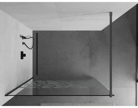 Mexen Kioto, sprchová zástěna Walk-In 100 x 200 cm, 8mm čiré sklo bílý vzor, ​​grafitový profil, 800-100-101-95-85