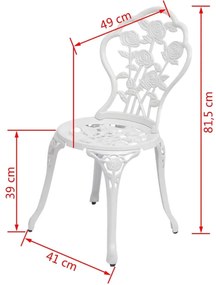 vidaXL Marketos Bistro židle 2 ks litý hliník bílé