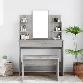 Toaletní stolek se zrcadlem šedý sonoma 96 x 40 x 142 cm - Default Title