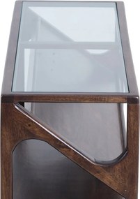 Konzolový stolek se skleněnou deskou v tmavě přírodní barvě 41x119 cm Yuki – Light &amp; Living