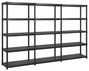 Úložný regál 5patrový černý 255 x 40 x 185 cm plast 3059857