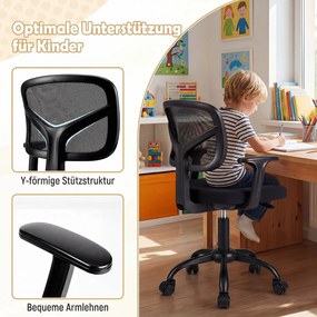 Costway Ergonomická dětská psací židle s nastavitelnou výškou a – černý