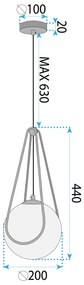 Toolight Závěsné osvětlení Modern D33 APP1792-1CP 20cm černé