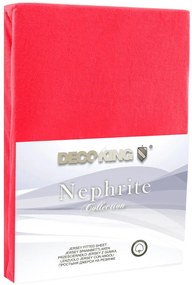 Bavlněné jersey prostěradlo s gumou DecoKing Nephrite červené