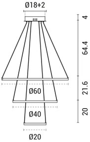 LED Lustr na lanku LED/42W/230V 3000K černá