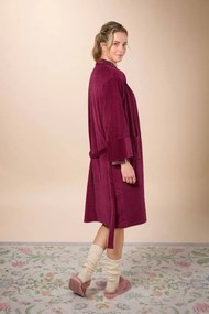 Pip Studio Naomi Kimono Velvet Little Sumo Stripe, červeno-růžové (Bavlněné sametové kimono)