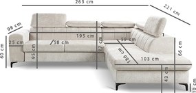 Sedací souprava rohová WILD | 263x221 cm | ve tvaru L | rozkládací s úložným prostorem | žlutá 689