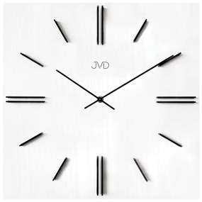 JVD Bílé dřevěné designové hranaté nástěnné hodiny JVD HC45.3