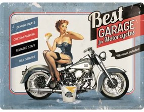 Postershop Plechová cedule - Best Garage For Motorcycles 30x40 cm