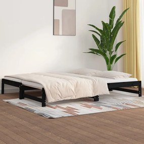 Výsuvná postel černá 2x (80 x 200) cm masivní borovice,  820436