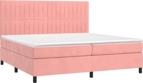 Box spring postel s matrací růžová 200x200 cm samet 3143168