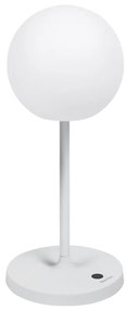 OnaDnes -20% Bílá plastová stolní LED lampa Kave Home Dinesh se šedou podnoží