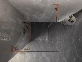 Mexen Lunar, L Duo výklopný sprchový kout 90 x 90 cm, 8mm čiré sklo, profil měděná matná, 834L-090L-090P-65-00