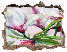 Wallmuralia Nálepka 3D díra na zeď Květy magnolie 95x64 cm