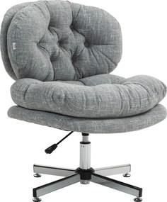 HOMCOM Kancelářská židle bez opěrek, Stolek židle s širokým sedadlem, Ergonomicky nastavitelná otočná židle s látkovým vzhledem, Designové křeslo pro