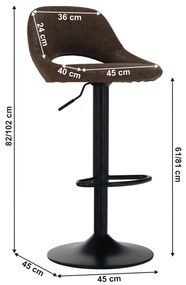 Kondela Barová židle, hnědá látka s efektem broušené kůže, LORASA NEW