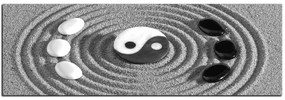 Obraz na plátně - Jin a Jang kameny v písku - panoráma 5163QA (105x35 cm)