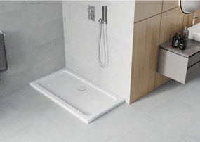 Mexen Flat obdélníková sprchová vanička slim 120 x 70 cm, bílá, sifon chrom - 40107012
