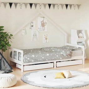 Dětská postel se zásuvkami bílá 90x190 cm masivní borové dřevo - Default Title