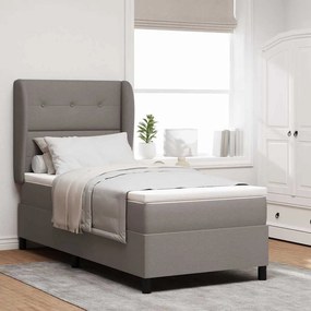 Postel s boxspringem s čelo Taupe 90 x 190 cm textil 3340540