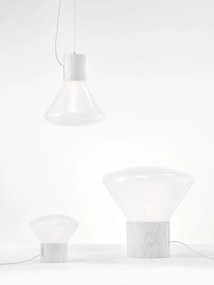 Designová lampa Brokis Muffins Wood 02 PC850 Barva skla: Cognac - transparentní sklo, Barva el. vedení: Textilní kabel -  světle šedý, Dřevo: dub evropský - bezbarvý nano lak (CCS972)