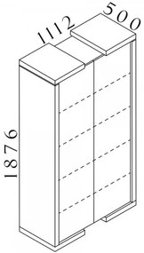Vysoká skříň Lineart 111,2 x 50 x 187,6 cm / Jilm světlý a antracit