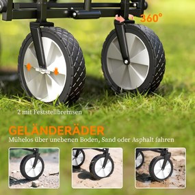 Outsunny Skládací zahradní vozík 360° Transportní vozík Plážový vozík s ocelovým rámem Oxford 93 x 49 x 75-100 cm | Aosom.de