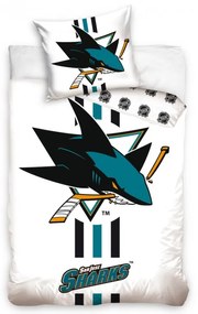 Hokejový POVLEČENÍ NHL SAN JOSE SHARKS WHITE 140x200 / 70x90 cm