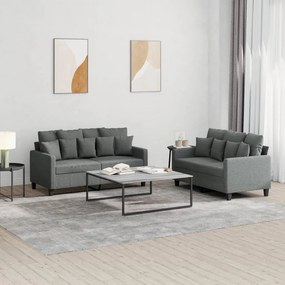 2dílná sedací souprava s poduškami tmavě šedá textil 3201649