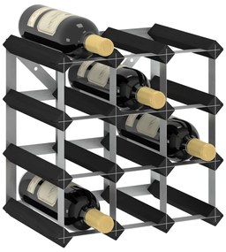vidaXL Stojan na víno na 12 lahví černý masivní borové dřevo