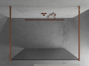 Mexen Kioto, sprchová zástěna Walk-In 100 x 200 cm, 8mm sklo s žebrovým vzorem, růžové zlato profil, 800-100-002-60-09
