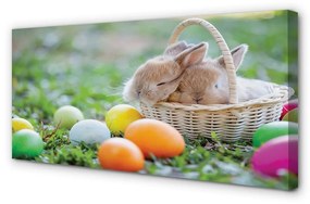 Obrazy na plátně králíci vejce 140x70 cm