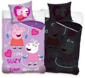 Svítící povlečení  Prasátko Peppa a Suzy jump