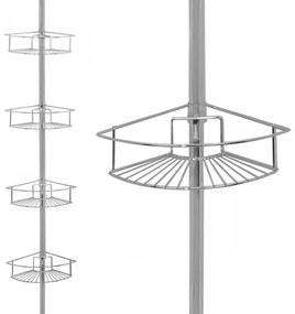 Erga Scopic, rohová teleskopická sprchová tyč 4 policová XL, chromová, ERG-YKA-CH.SCOPIC-XL-CHR