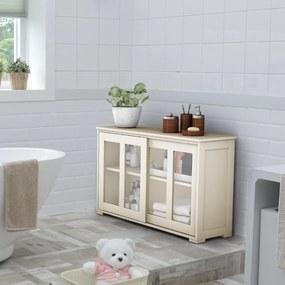 Costway Příborník s posuvnými dvířky 106,5 cm, krémově bílý