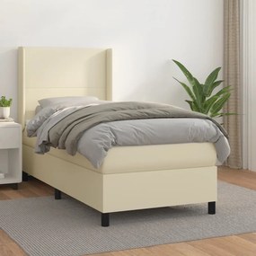 Box spring postel s matrací krémová 80 x 200 cm umělá kůže 3132347