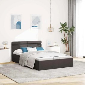 Rám postele s úložným prostorem LED tmavě šedý textil 140x200cm 285603