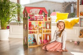 EcoToys Dřevěný domeček Rezidence+ 2 panenky, ZA-4109