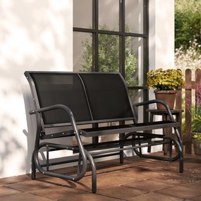 Outsunny Houpací křeslo 2-sedák Zahradní lavice Zahradní houpačka Lavice Sedadlo Park Lavice Kovový zahradní nábytek Černá 120 x 70 x 88 cm | Aosom