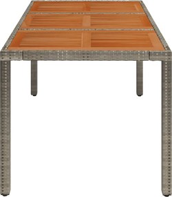 Zahradní stůl s dřevěnou deskou šedý 150 x 90 x 75 cm polyratan 319902
