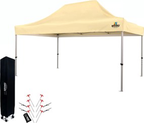 BRIMO Nůžkový párty stan EXCLUSIVE ALU 3x4,5 m bez stěn béžový