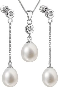 Stříbrná souprava s pravými kultivovanými perlami 3ks a zirkony PAVONA 29005.1