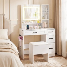 Costway Toaletní stolek se zrcadlem a osvětlením set make-up s objímkami