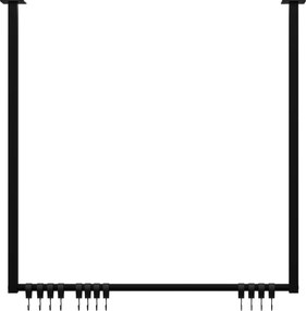 Šatní tyč Fenton 80x80 cm Sada 12 ks – černá