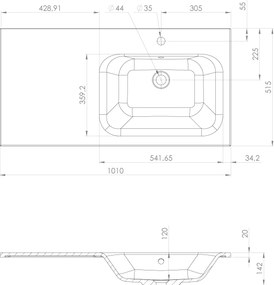 Sapho Sapho, LOREA skříňka 100x46x51, 5cm (30P+70cm), pravá, bílá matná, LE070-3131-R-11