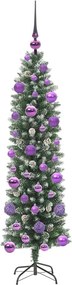Umělý štíhlý vánoční strom Zelená a bílá 120 cm 3395275