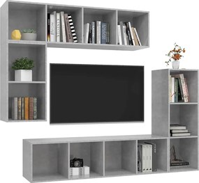 4dílný set TV skříněk betonově šedý kompozitní dřevo 3079821