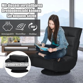 Costway Relaxační křeslo, polohovatelné, skládací křeslo, otočné podlahové