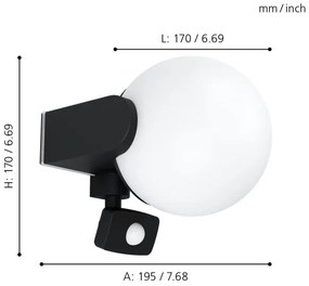 Eglo 99573 - Venkovní nástěnné svítidlo se senzorem RUBIO 1xE27/15W/230V IP44